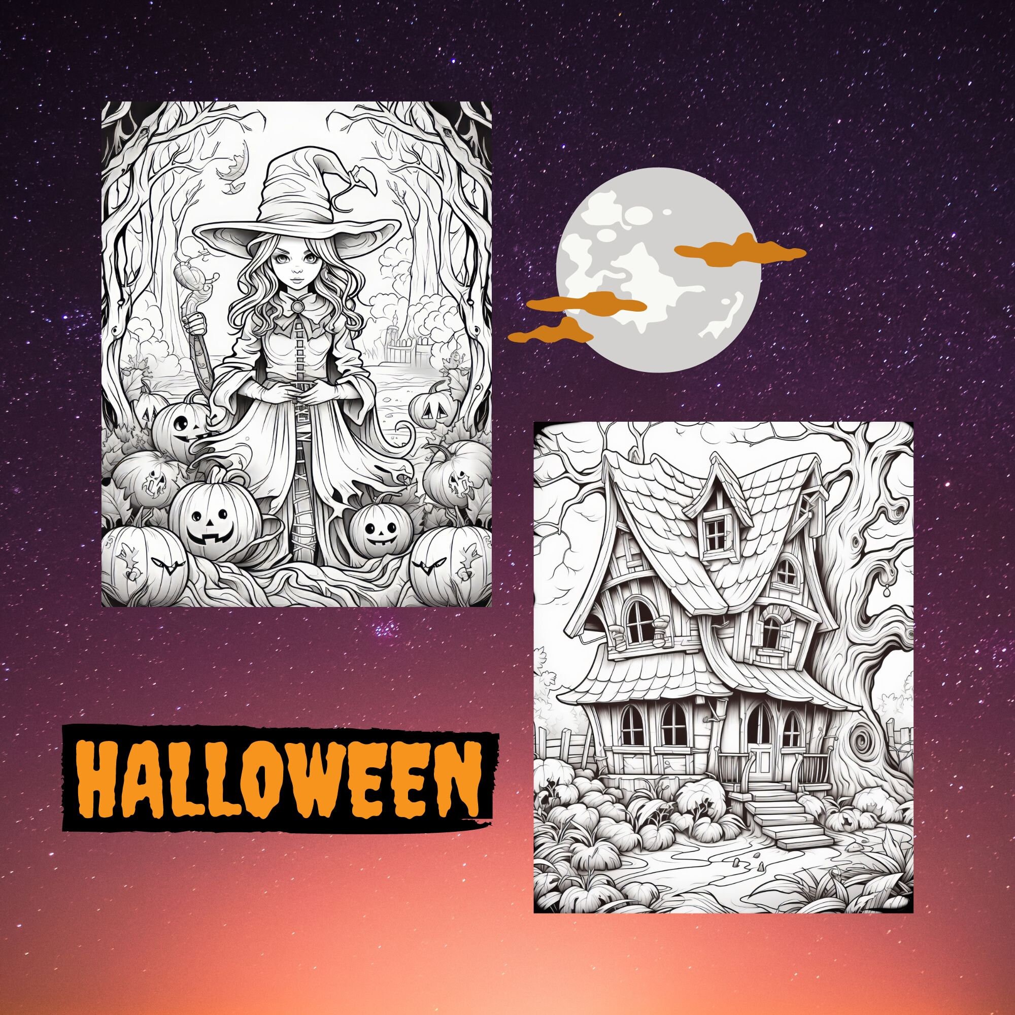 Mystical Witch-themed Coloring Pages Halloween Magic Horror-inspired ...