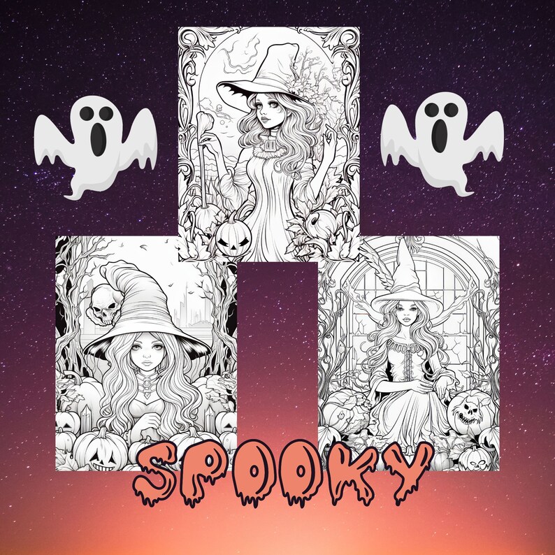 Mystical Witch-themed Coloring Pages | Halloween Magic | Horror ...