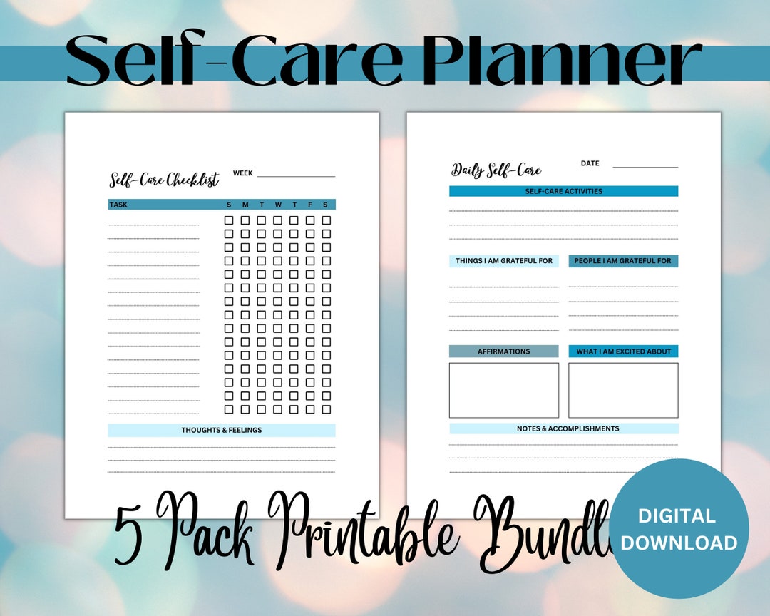 Self-care Planner Checklist for Wellness and Mental Health, Mindfulness ...