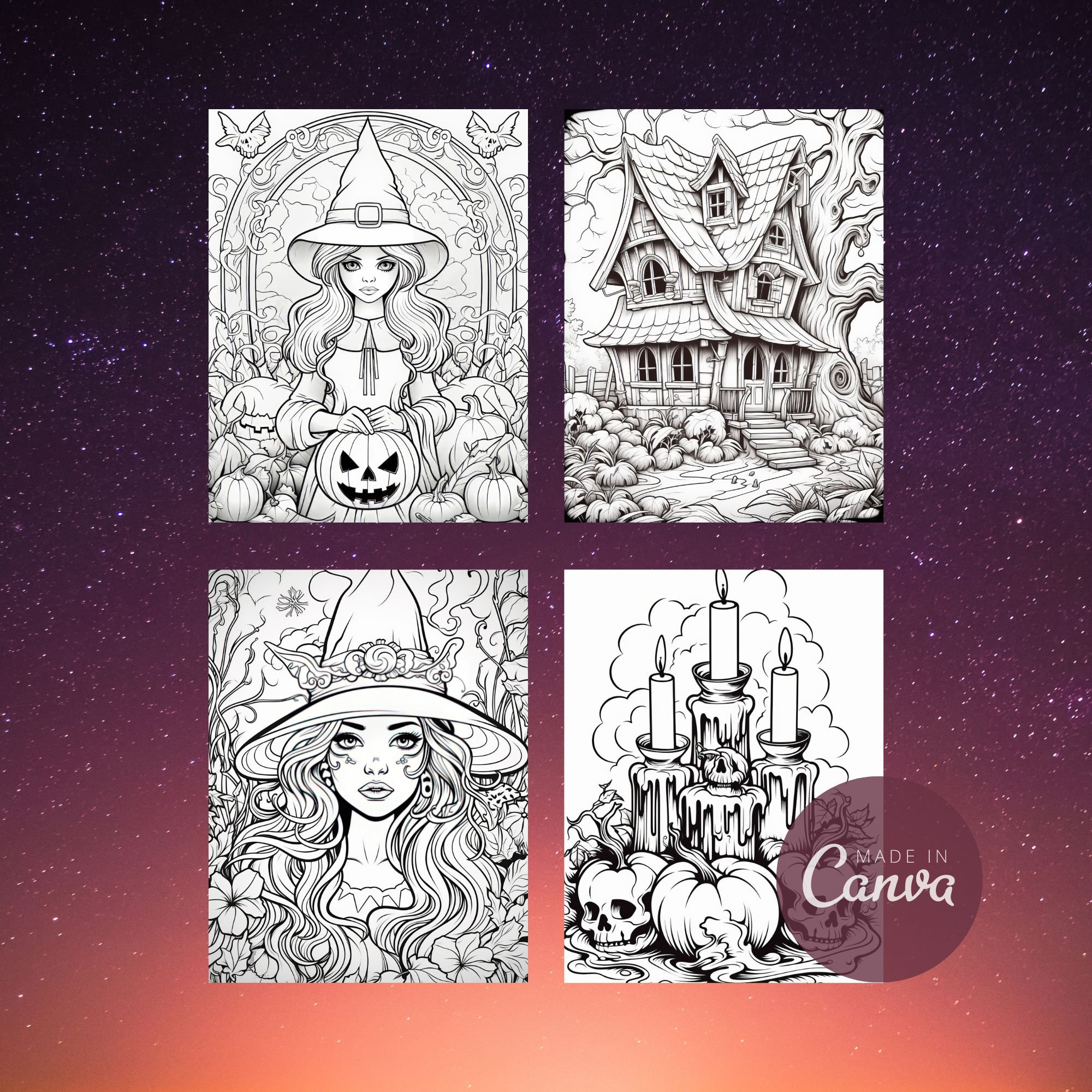 Mystical Witch-themed Coloring Pages | Halloween Magic | Horror ...