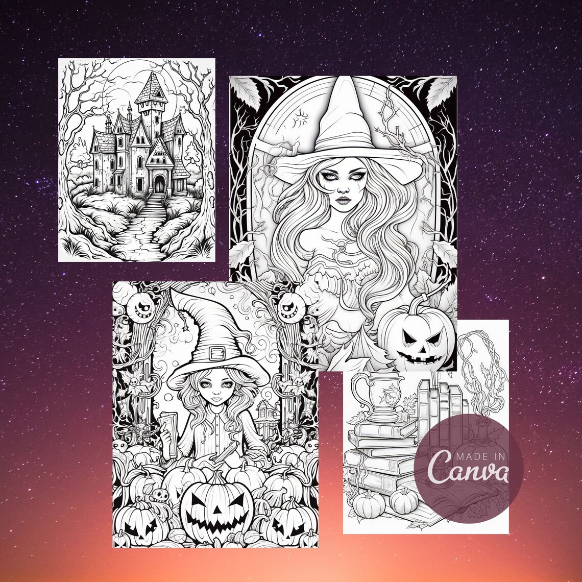 Mystical Witch-themed Coloring Pages Halloween Magic Horror-inspired ...