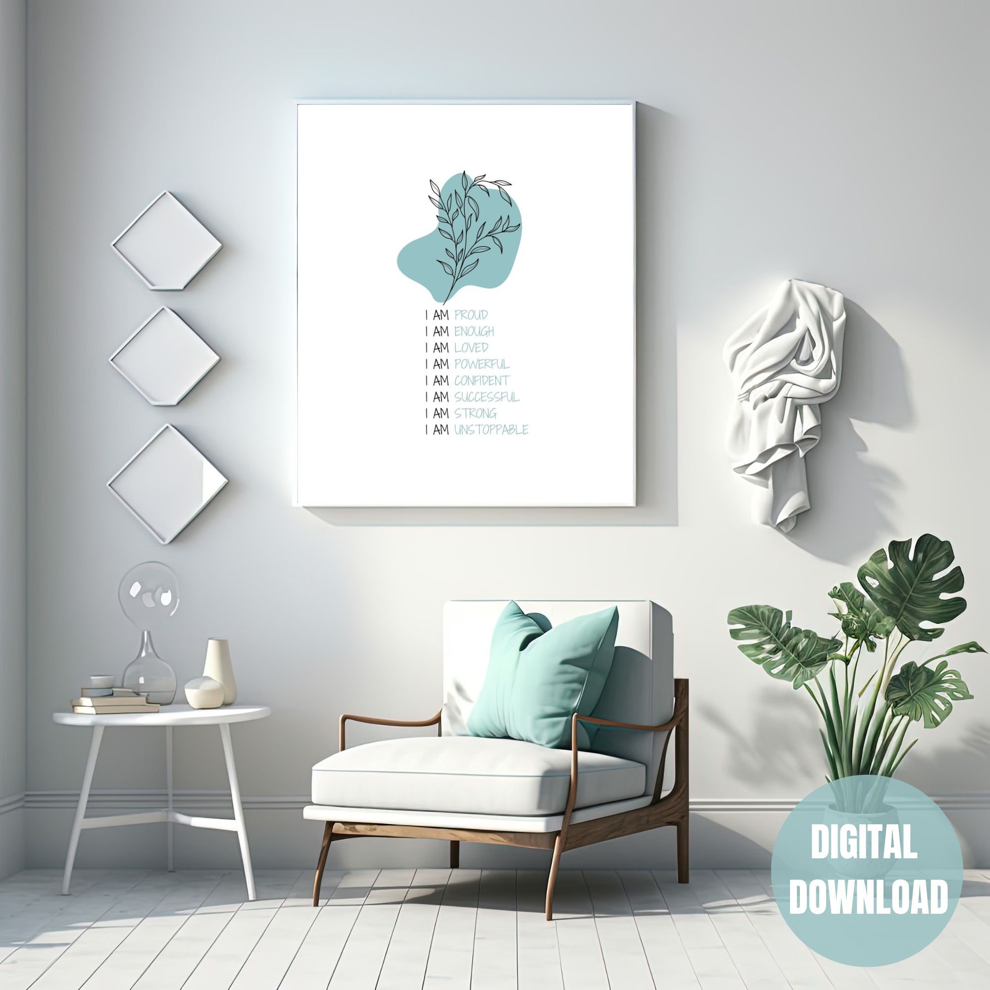 I Am Daily Affirmations Print, Printable Wall Art for Manifesting ...