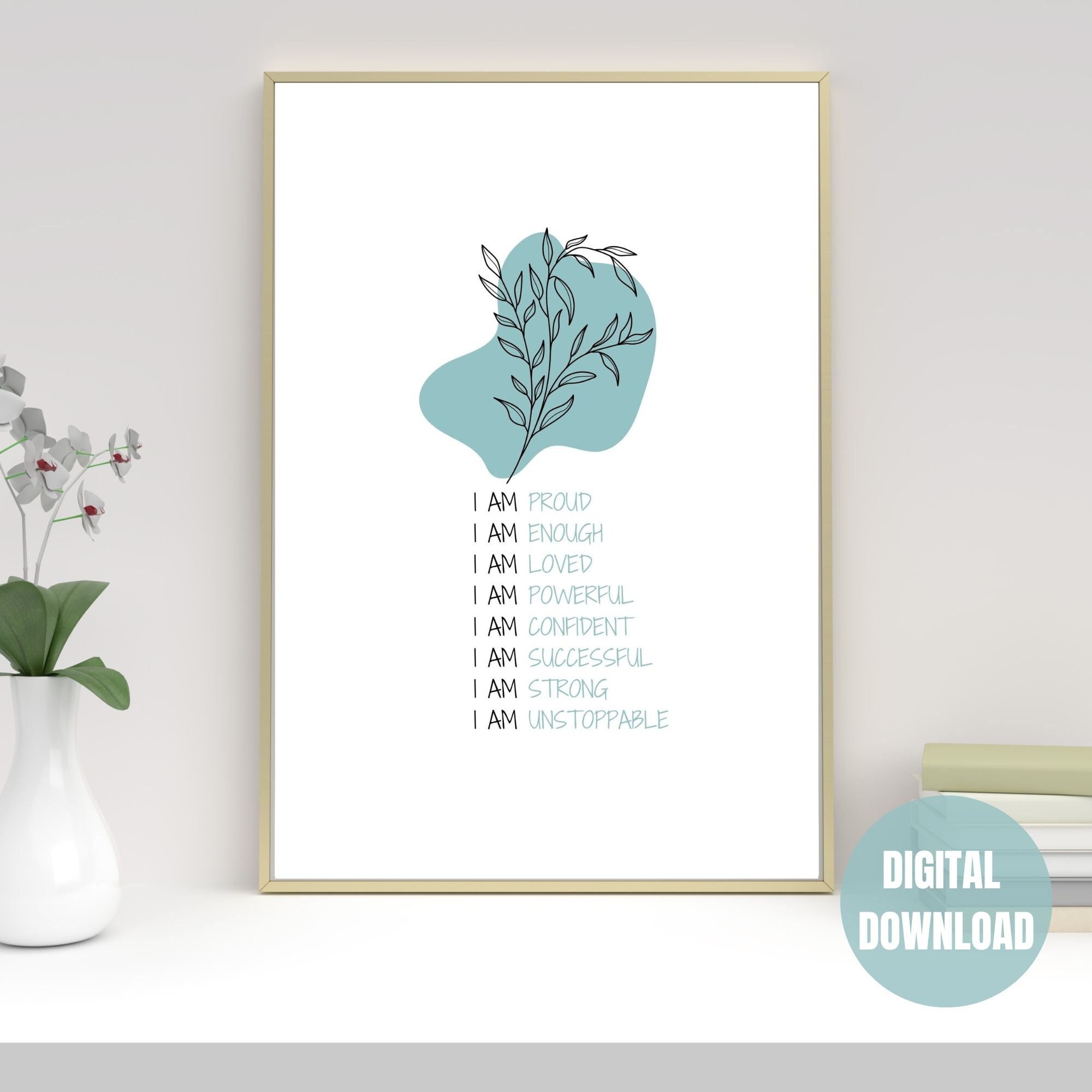 I Am Daily Affirmations Print, Printable Wall Art for Manifesting ...