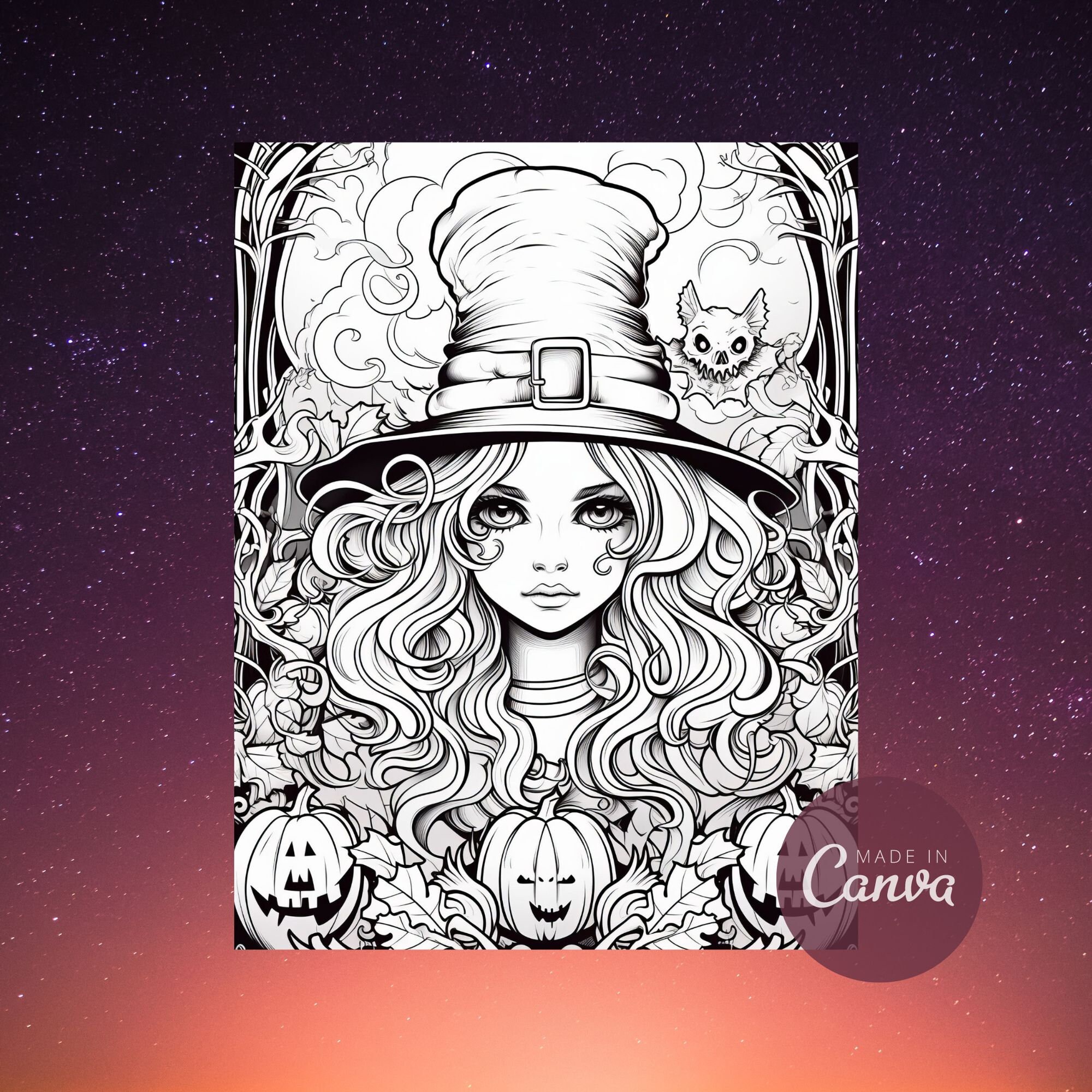 Mystical Witch-themed Coloring Pages | Halloween Magic | Horror ...