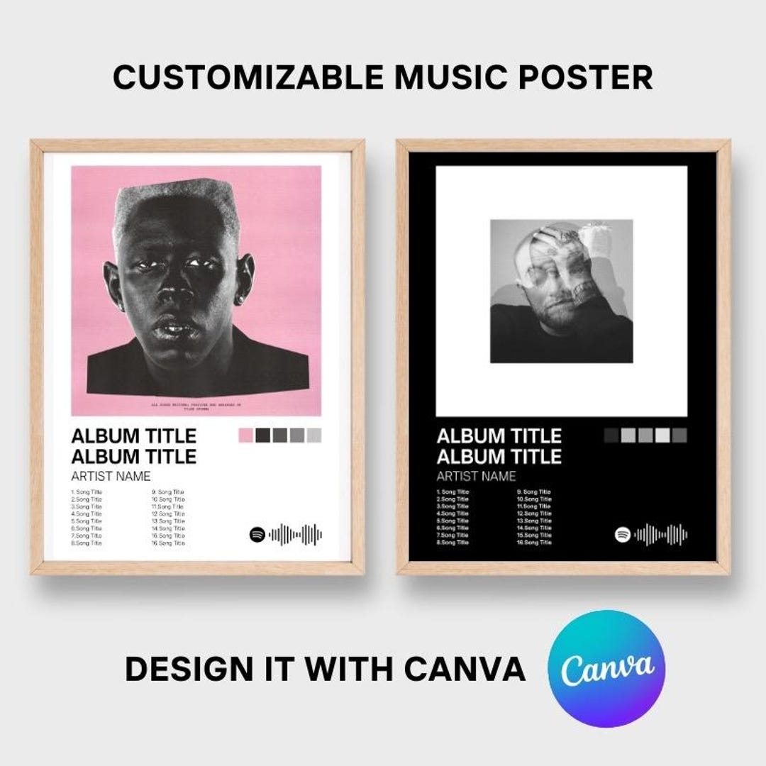 Album Cover Poster Canva Template - Customizable Digital Music Poster - Album Poster ...