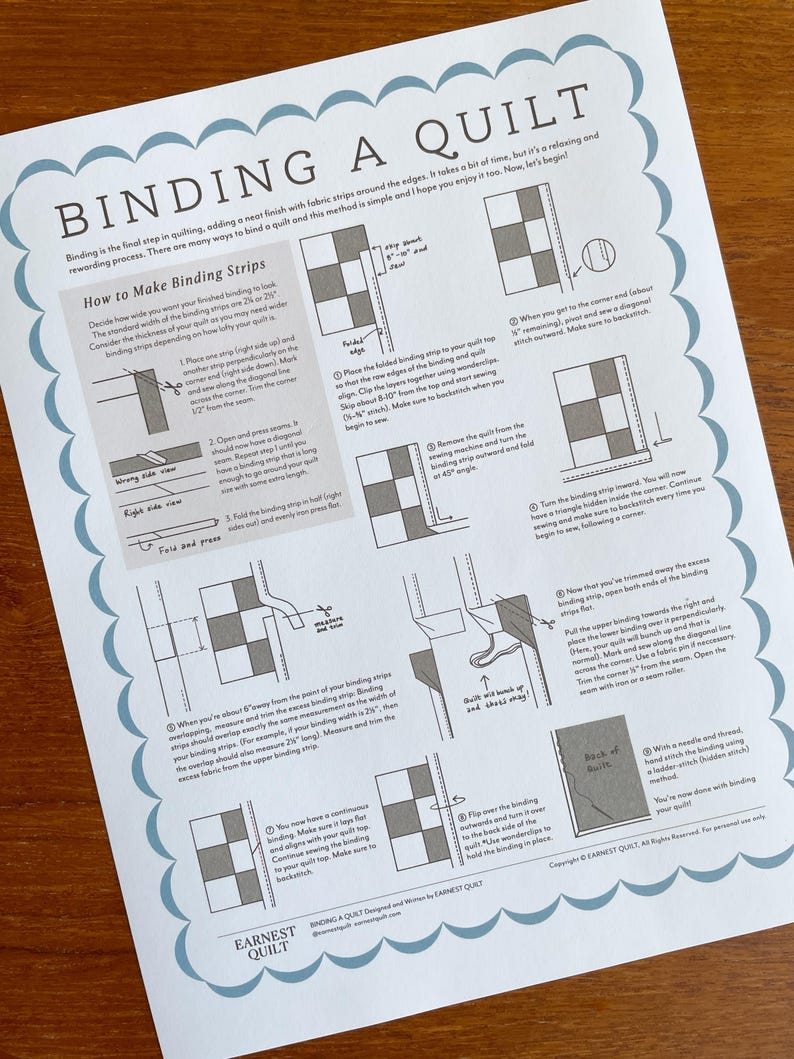Quilt Binding Tutorial, Illustrated Step-by-step Guide (PDF Zine) - Etsy