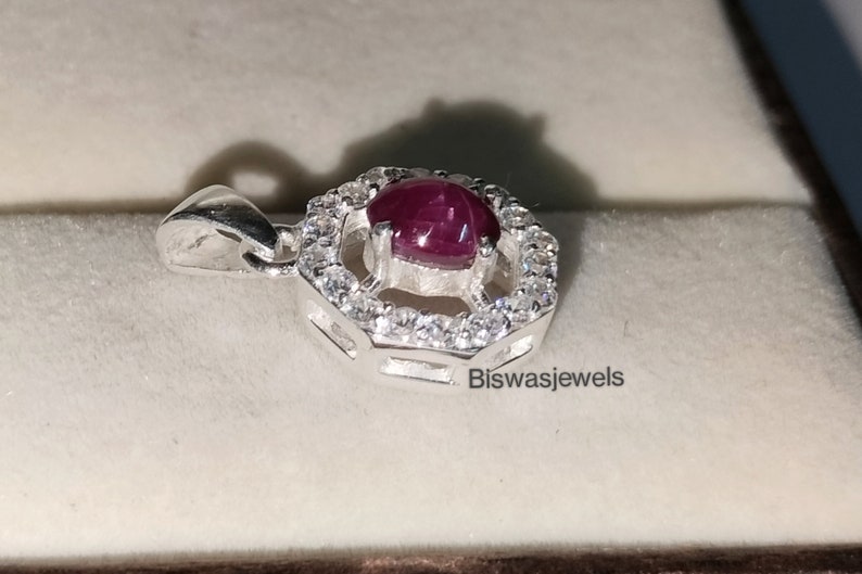 Genuine Star Ruby Pendant, Star Gemstone, Star Ruby Necklace, 925 ...