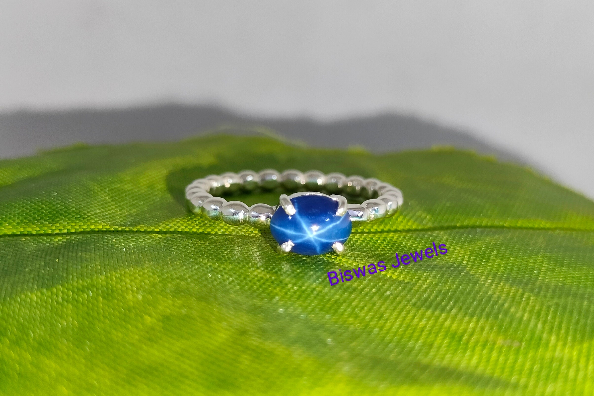 Handmade Sterling Silver Blue Star Sapphire Ring, Gift for Her - Etsy