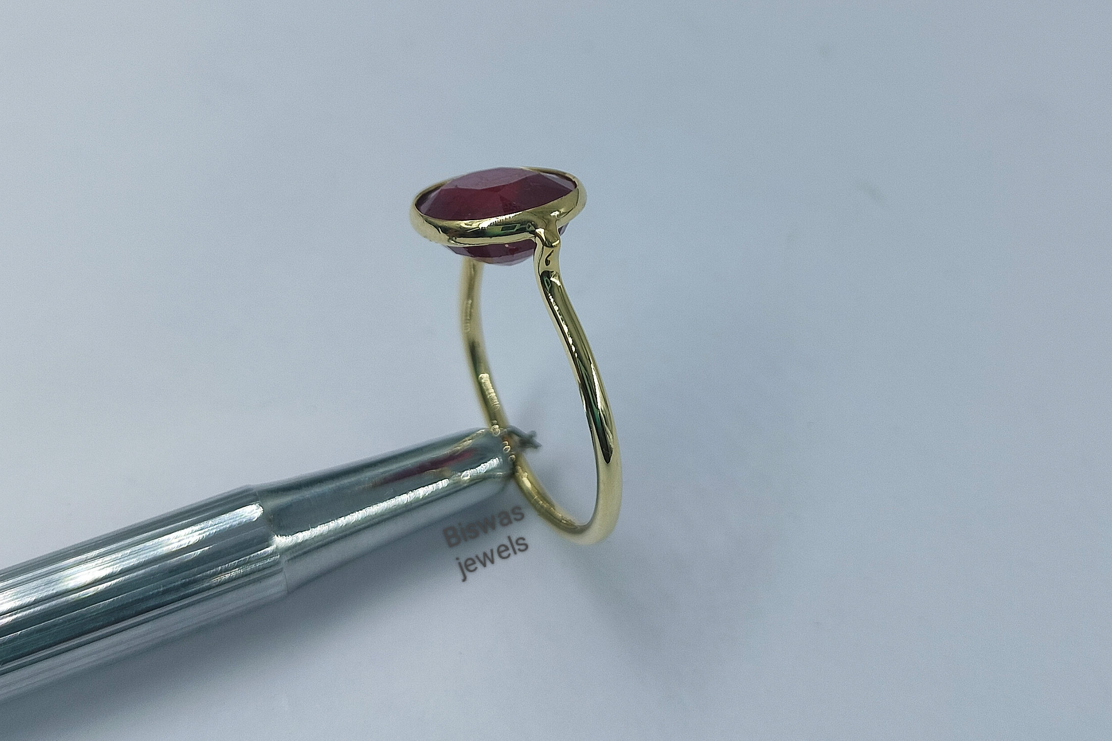 10K Yellow Gold Red Ruby Ring, Handmade Gold Ring, Lab Red Ruby ...
