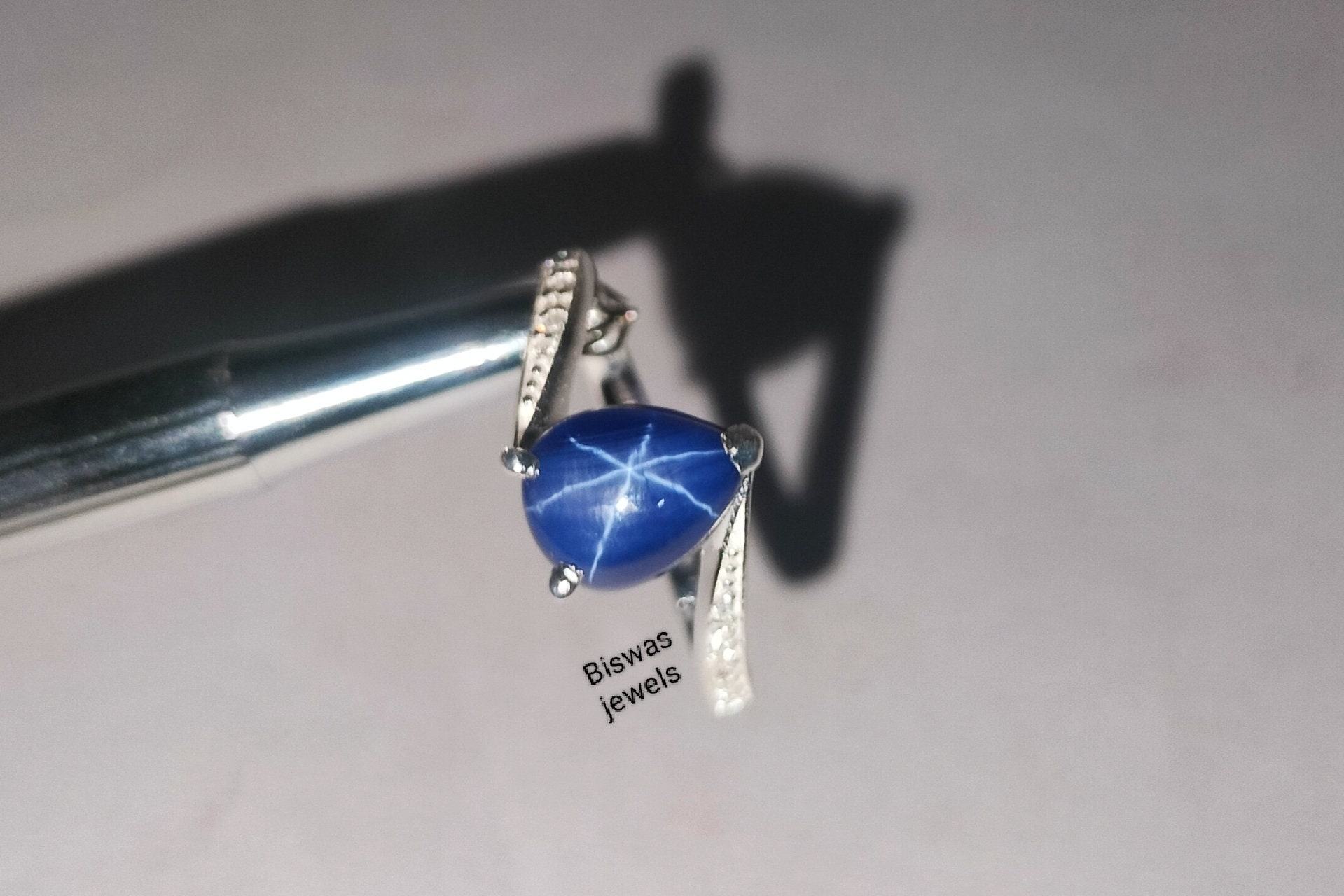 Vintage Teardrop Shaped Blue Star Sapphire CZ Ring Handmade - Etsy