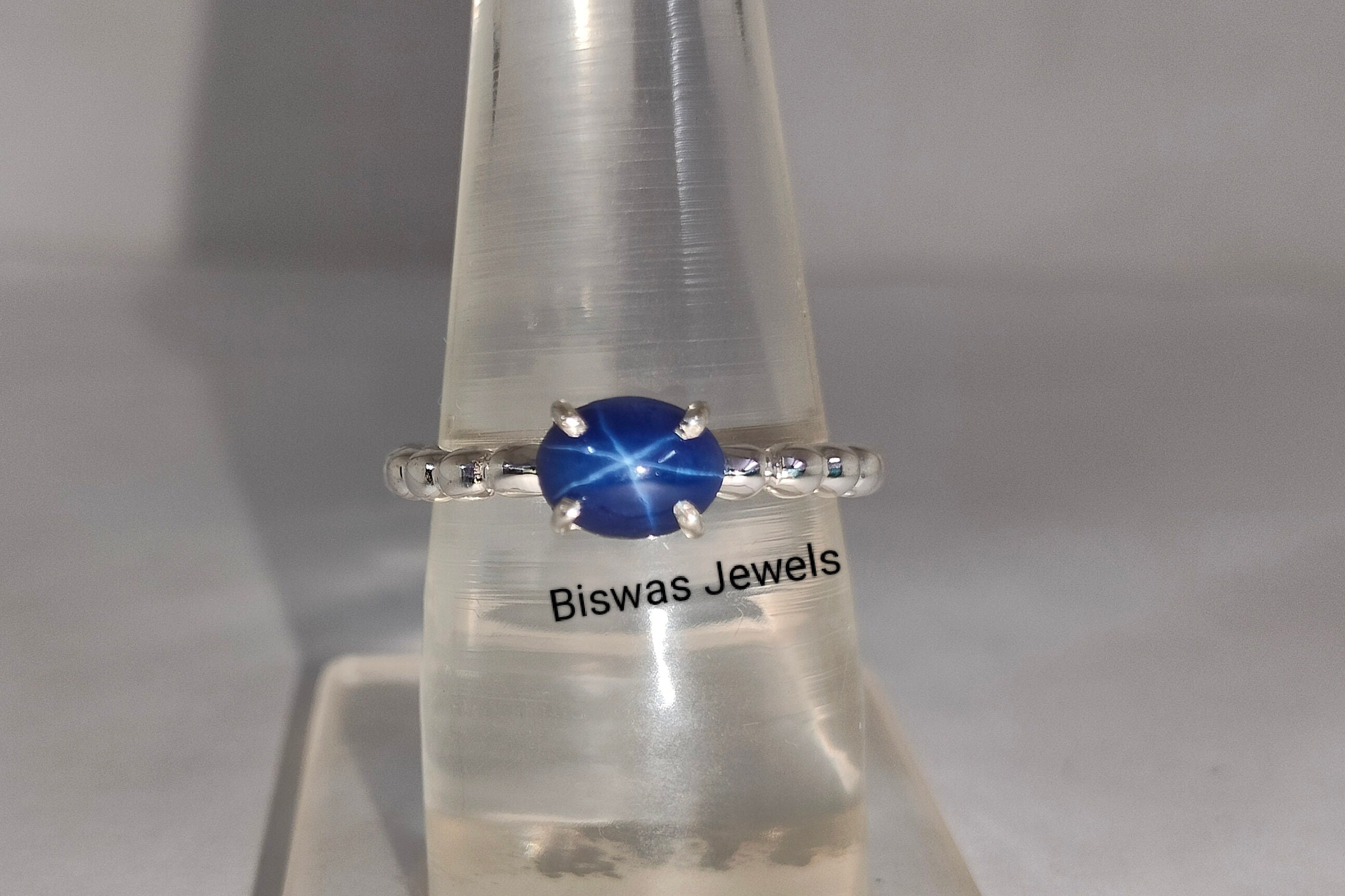 Handmade Sterling Silver Blue Star Sapphire Ring, Gift for Her - Etsy