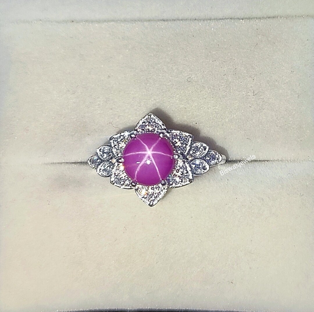 Vintage Star Sapphire Ring, Pink Star Sapphire, Promise Ring, 6 Rays ...
