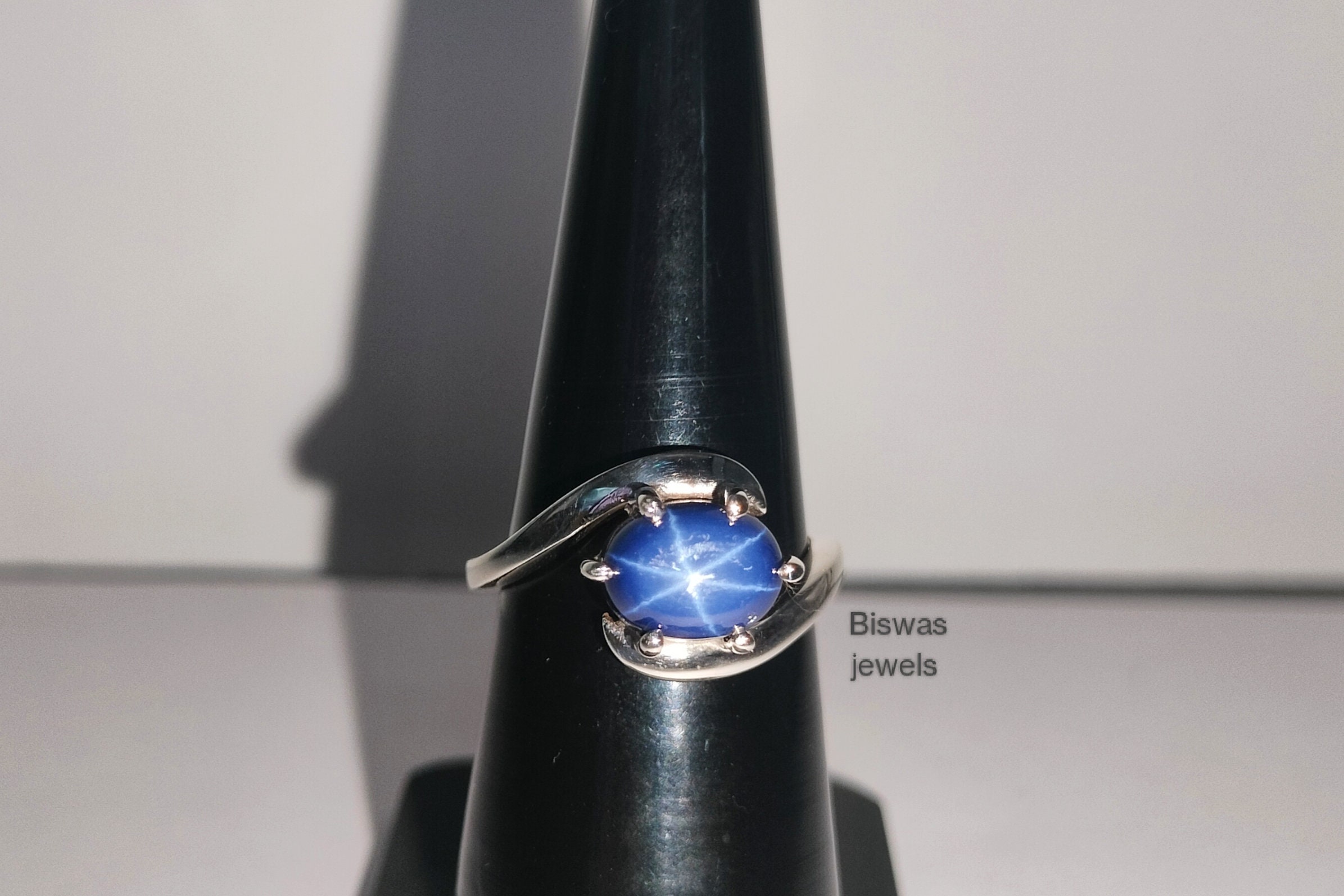 Oval Cut Stylish Blue Star Sapphire Ring 925 Sterling Silver - Etsy