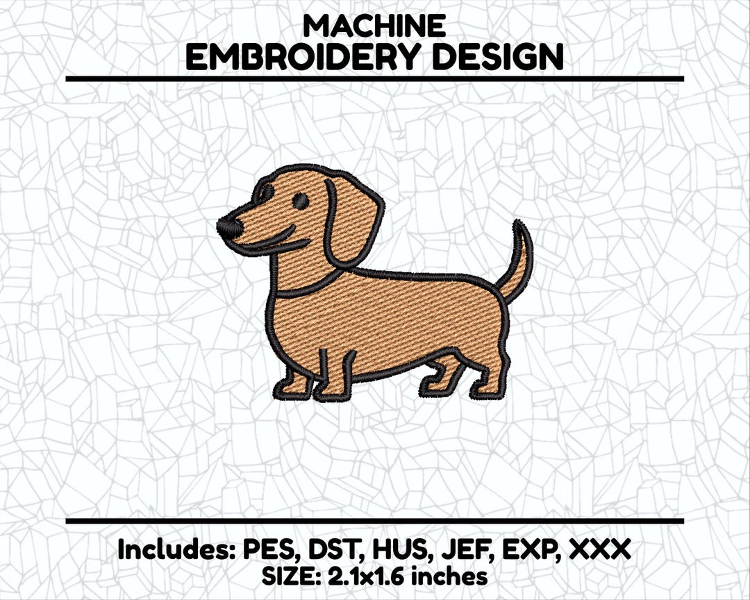 Dachshund Dog Embroidery Design - Cute Mini Wiener Dog Machine ...