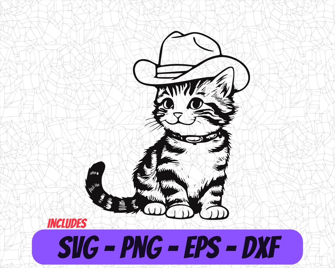 Cowboy Cat PNG Design | Minimalist Cat SVG Logo | Eps Clipart | Cricut ...