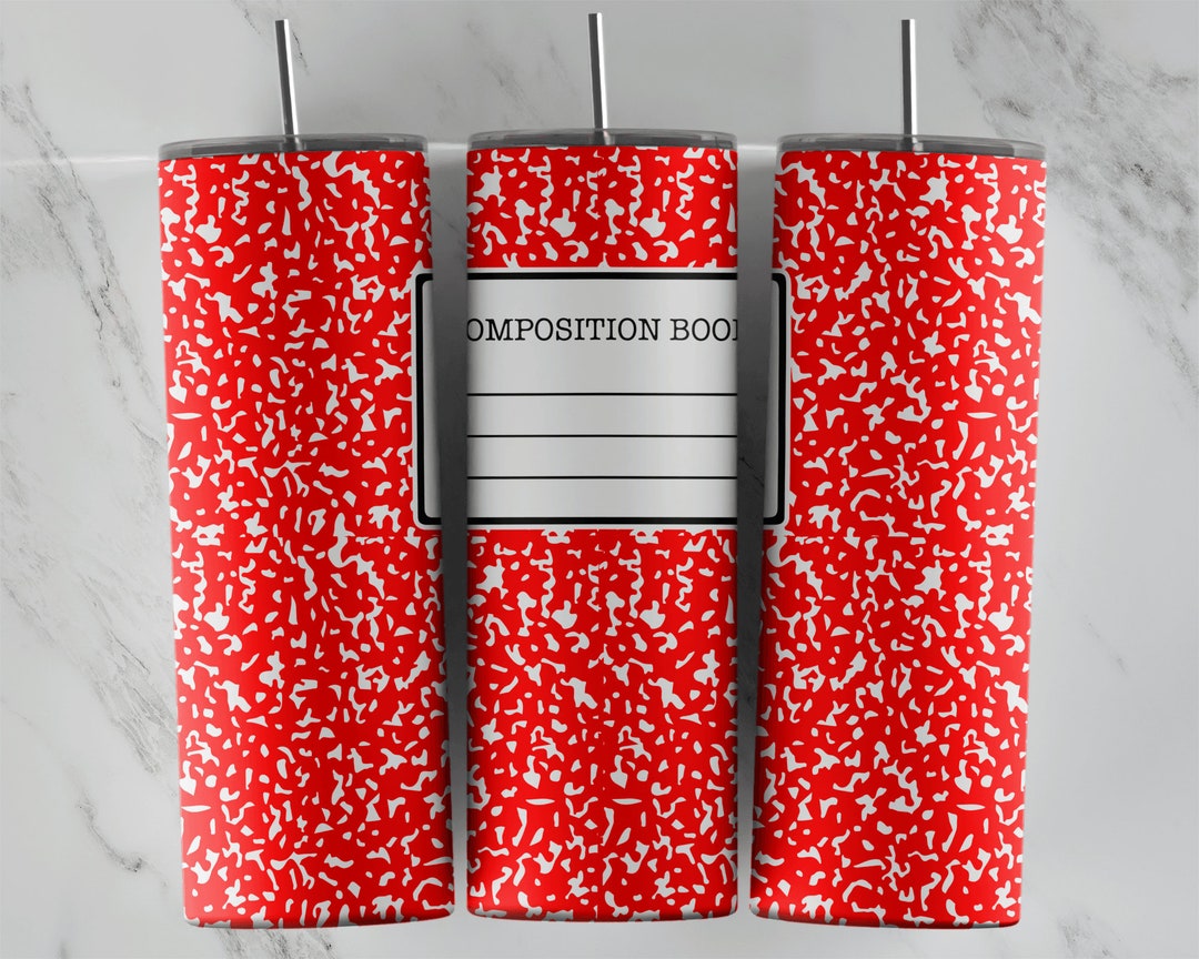 Red Composition Book PNG Wrap Design for Sublimation on 20oz Tumblers ...