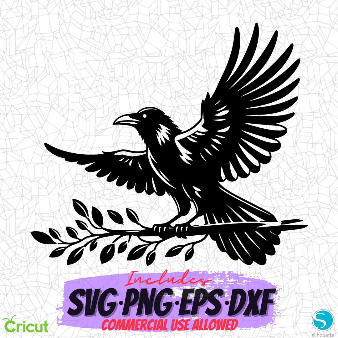 Raven SVG Designs, Cutting Files, Png Digital Clipart, Great for Viny ...