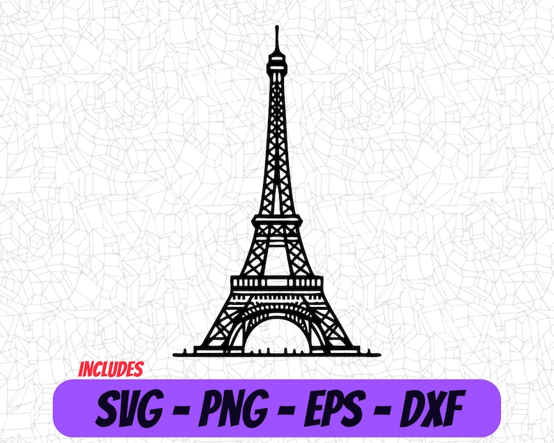 Eiffel Tower SVG | Paris Landmark Cut File | PNG EPS Dxf for Cricut ...