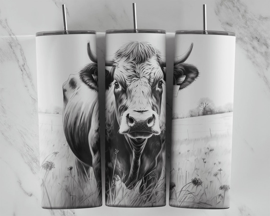 Cow Drawing PNG Wrap Design for Sublimation on 20oz Tumblers - Etsy