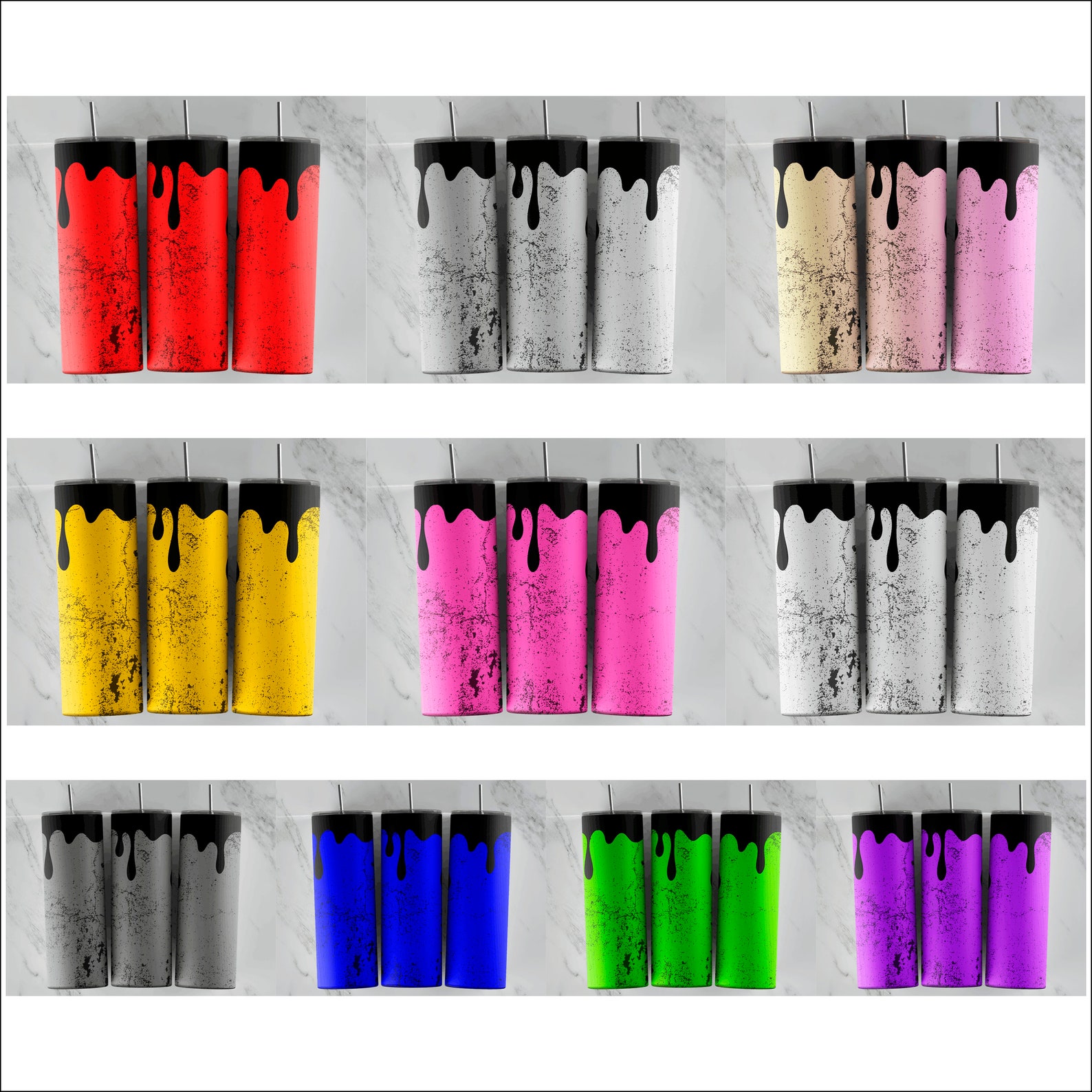 Grunge Drip Sublimation Designs, 20oz Tumbler Designs, Tumbler Wraps ...