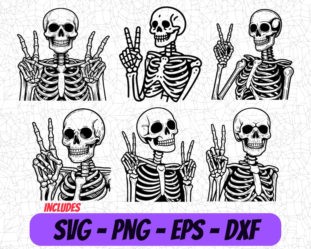 Skeleton PNG Design | Peace Sign SVG Art | Digital Clipart | Eps Design ...