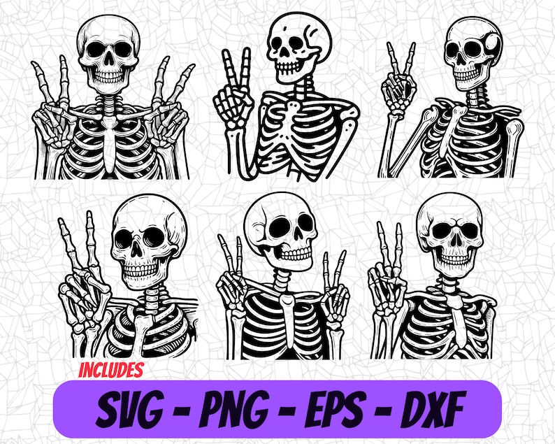 Skeleton PNG Design | Peace Sign SVG Art | Digital Clipart | Eps Design ...
