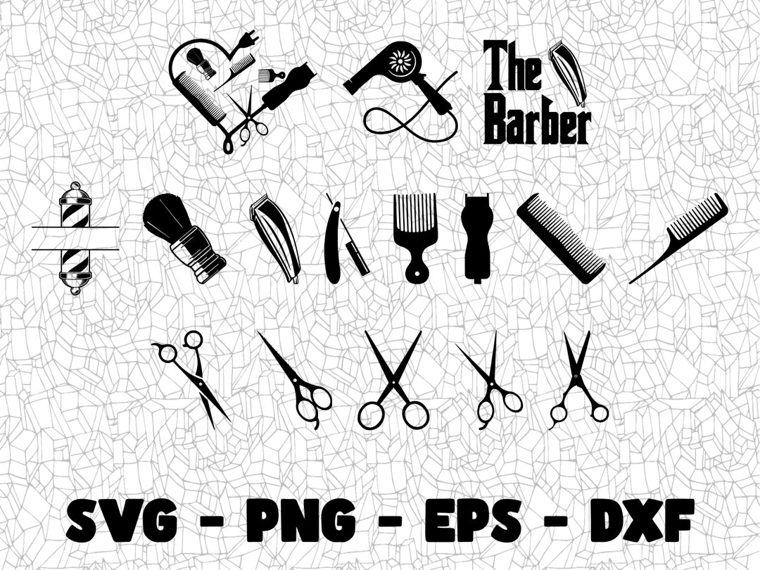 Barber SVG Bundle, Cutting File, Png Eps Dxf Digital Clipart, Great for ...