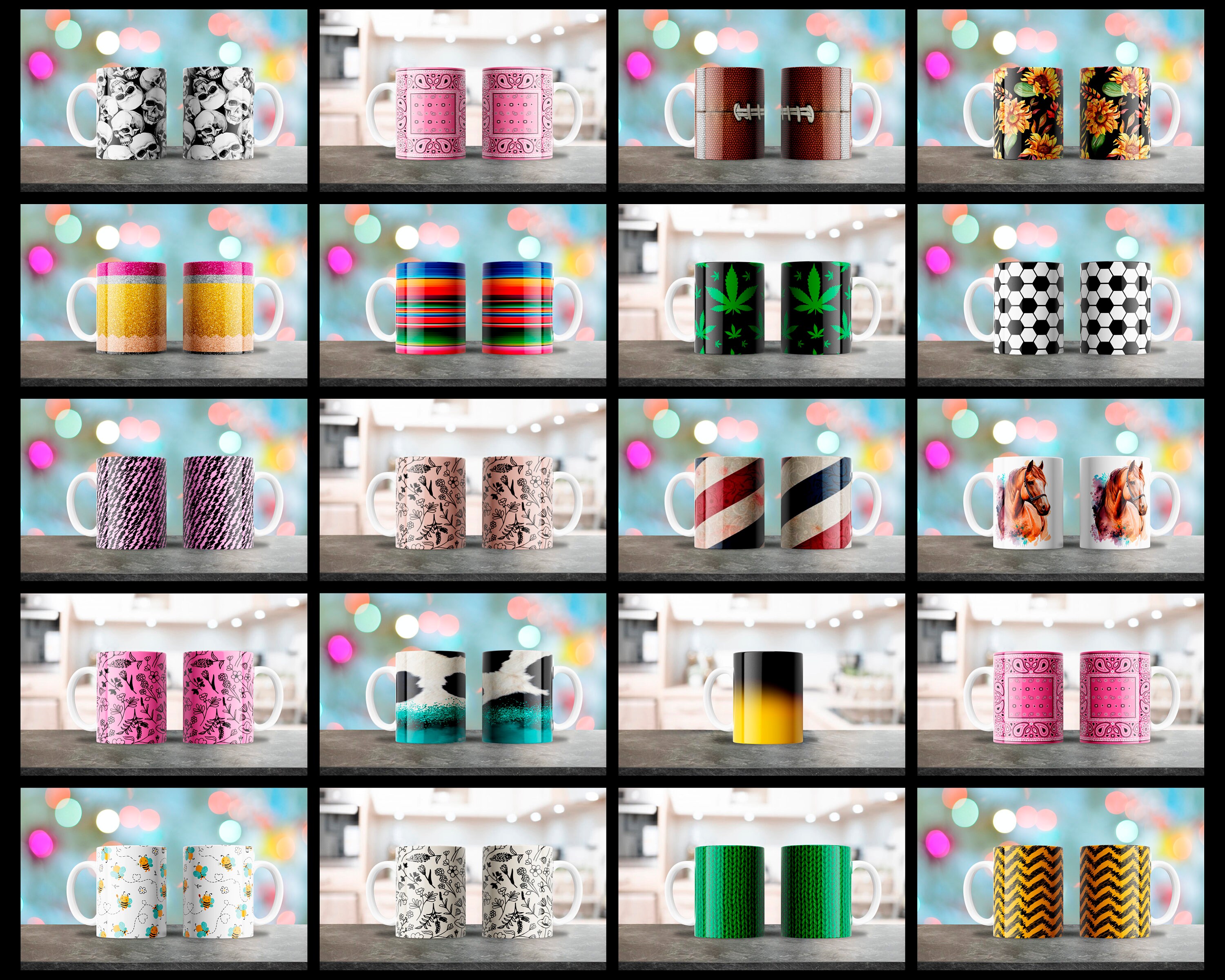 Mug Sublimation Design Bundle for 12oz & 15oz Coffee Mugs, Coffee Mug ...