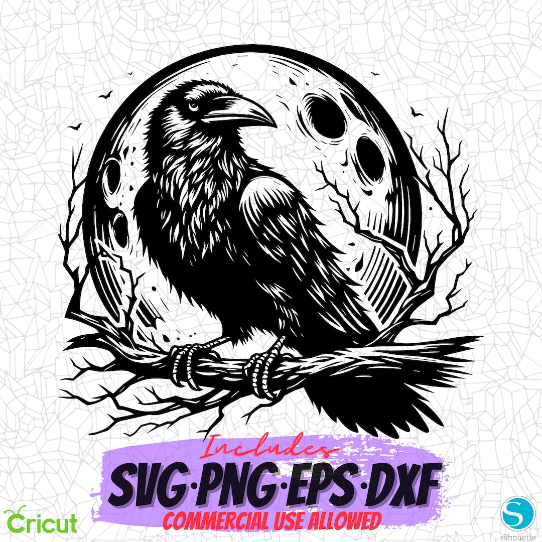 Raven SVG Designs, Cutting Files, Png Digital Clipart, Great for Viny ...