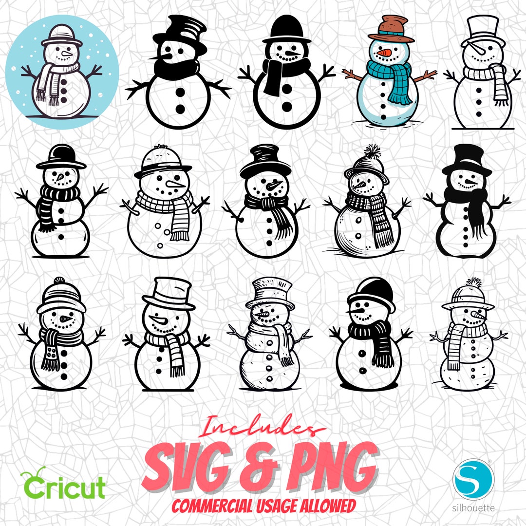 Snowman SVG, Cutting File, Png Digital Clipart, Great for Viny Decals ...