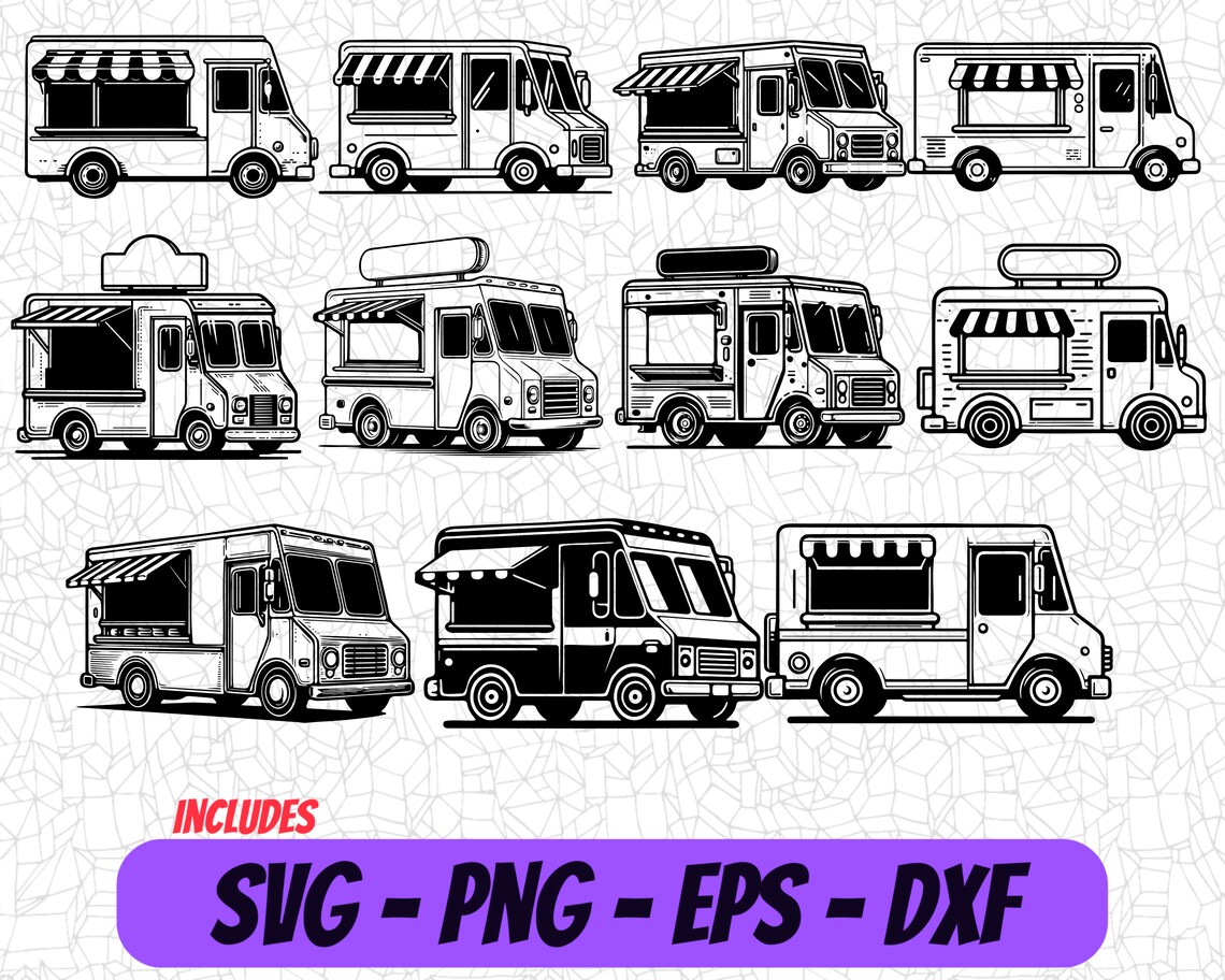 Food Truck Vector | Food Car Png Art | Digital Clipart SVG| Eps Design ...