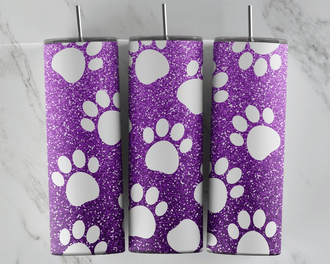 Purple Dog Paws Sublimation Design for Tumblers, Frosted Glass Image ...