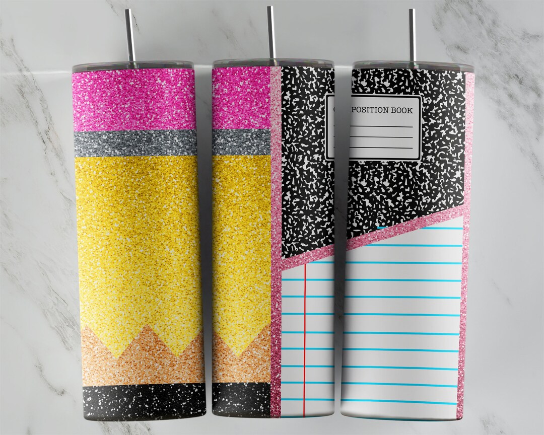 Notebook & Pencil Sublimation Design for Tumblers, Frosted Glass Image ...