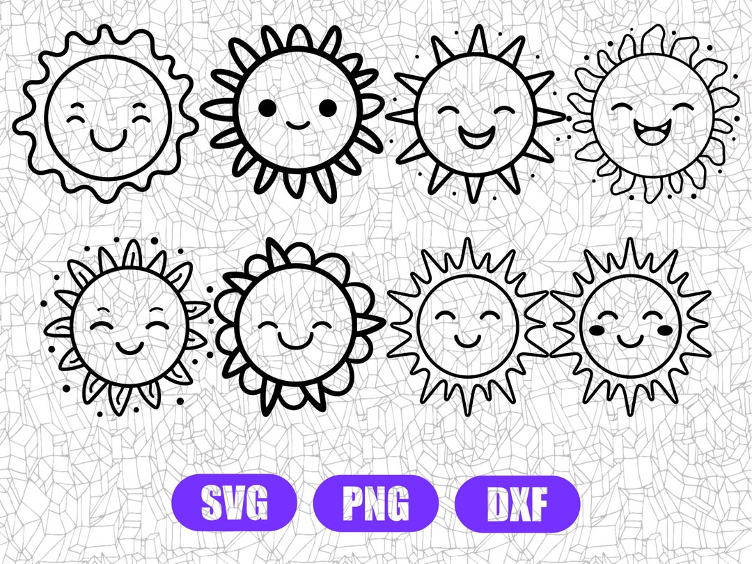 Cute Sun SVG, Cutting File, Png Pdf Digital Clipart, Great for Viny ...