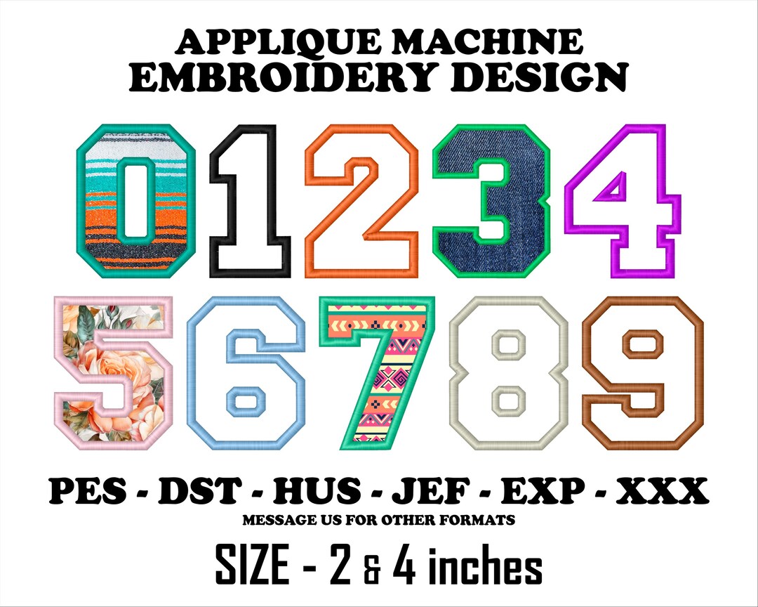 Applique Number Embroidery Design 0-9 - PES, DST, HUS, Jef, Exp Formats ...