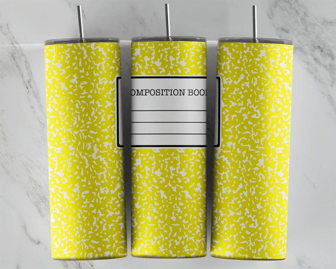 Yellow Composition Book PNG Wrap Design for Sublimation on 20oz ...