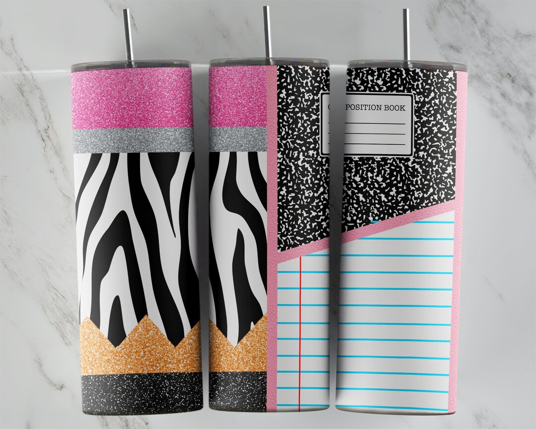 Notebook & Pencil Sublimation Design for Tumblers, Frosted Glass Image ...