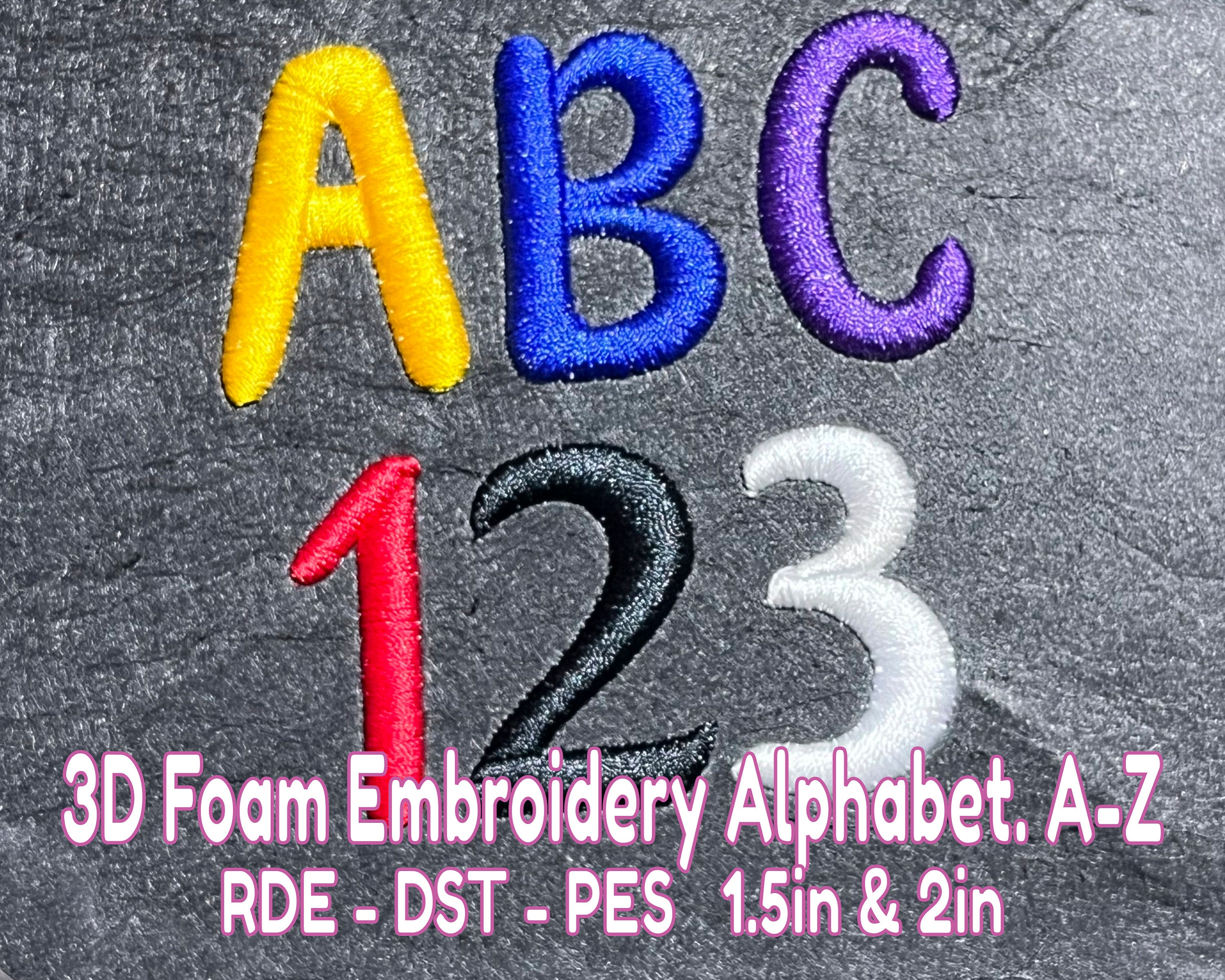 Cute Embroidery Alphabet Bundle A-Z, 3d Foam Embroider Designs, Brother ...