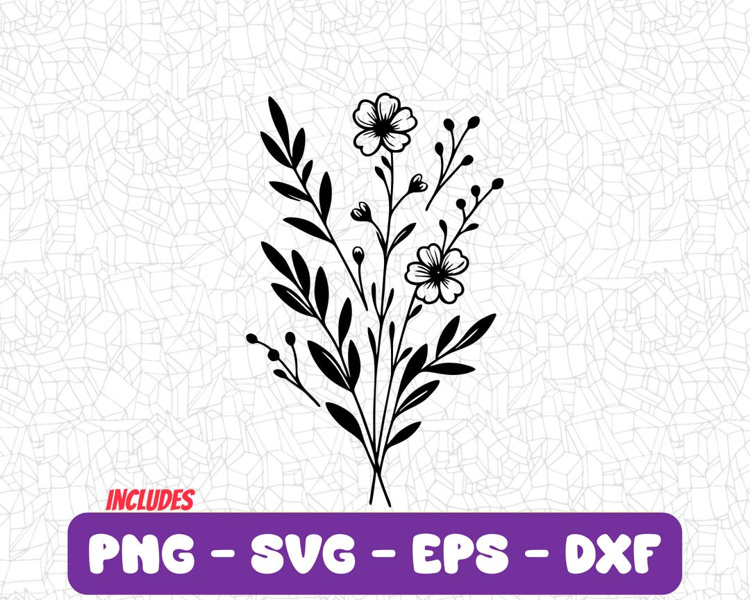 Flower Line Art SVG Design for T-shirts, Stickers, Mugs & More - PNG ...
