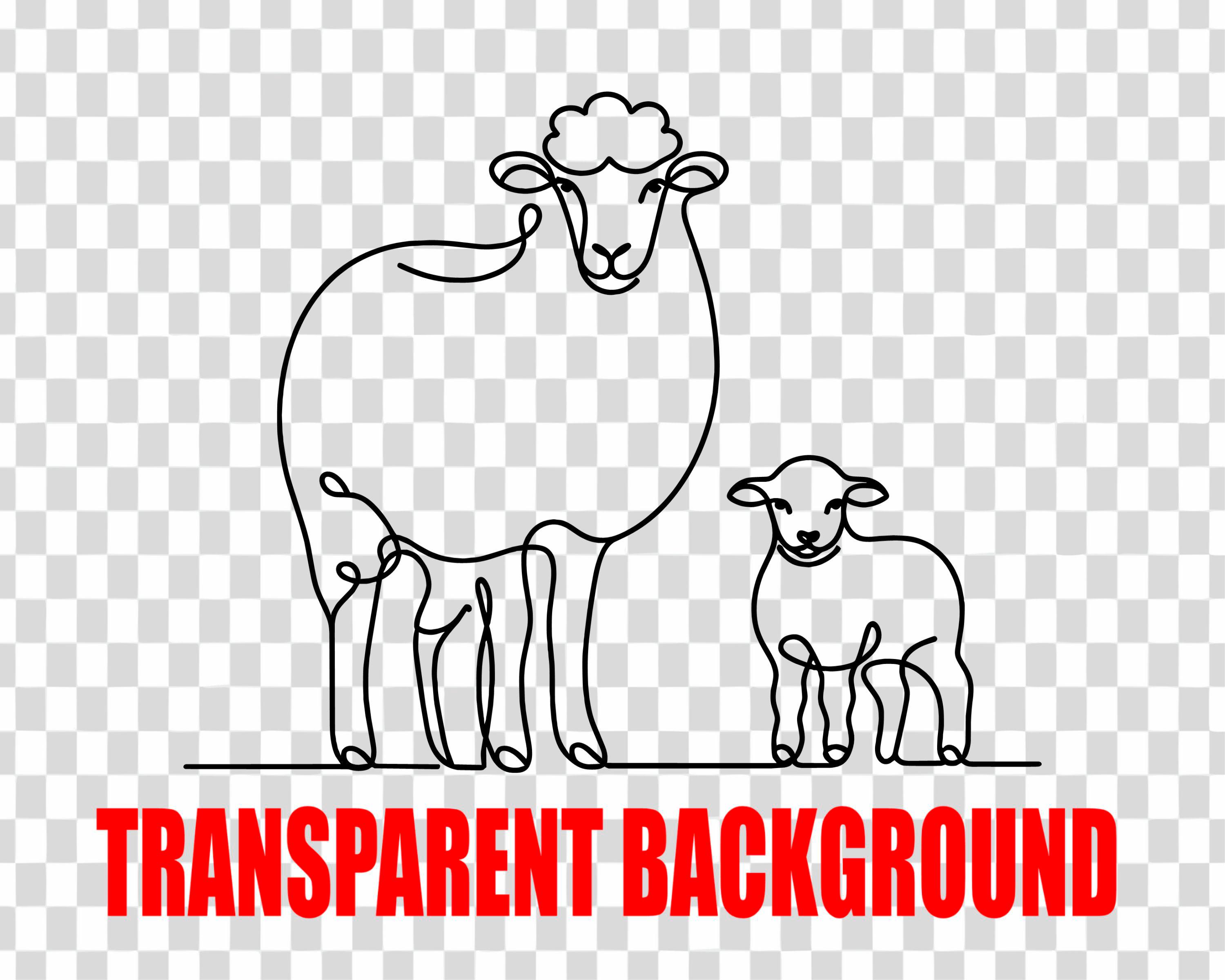 Line Art PNG Sheep and Lamb| Minimalist Farm Animal Clipart | SVG, EPS ...