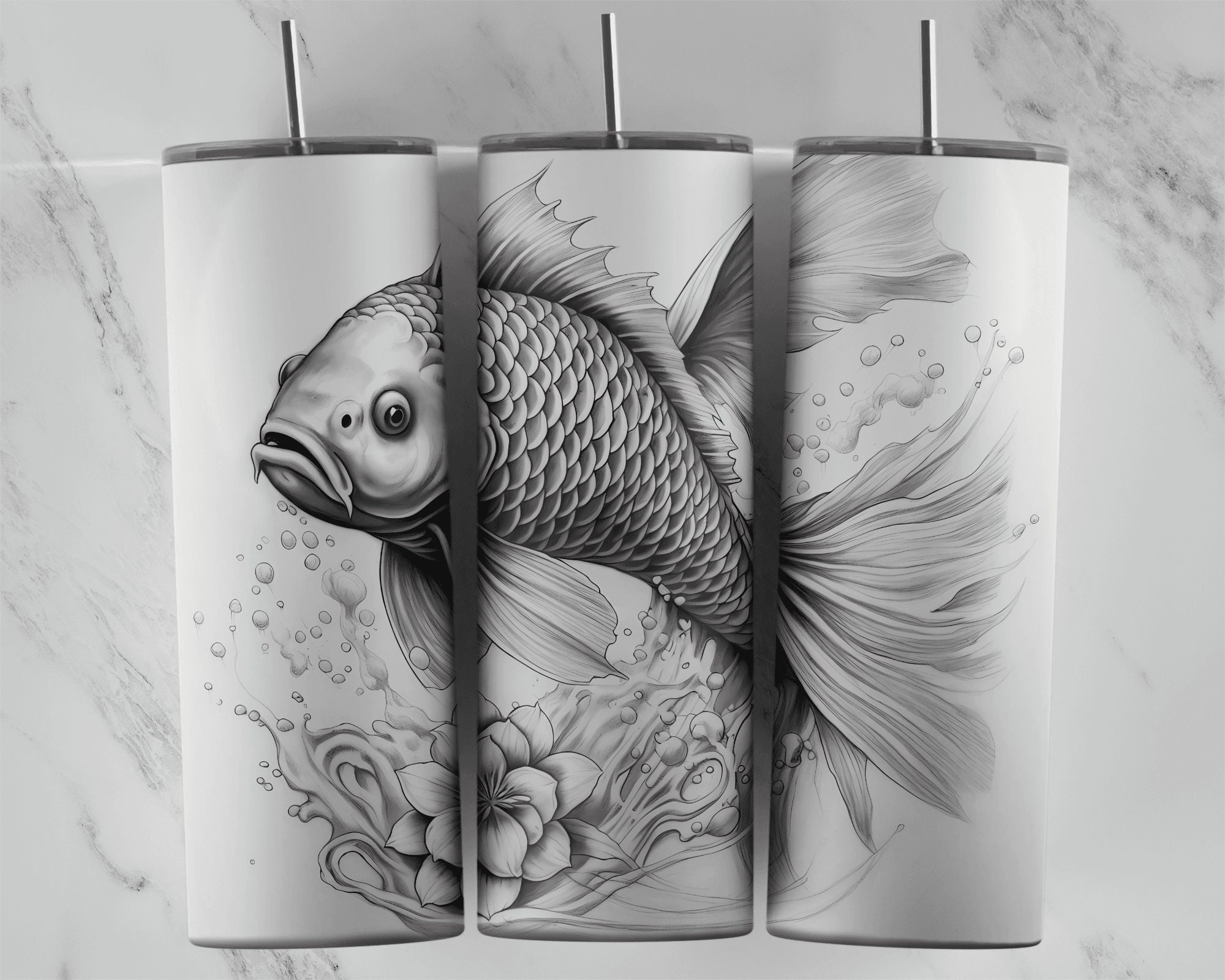 Koi Fish Drawing In Pencil