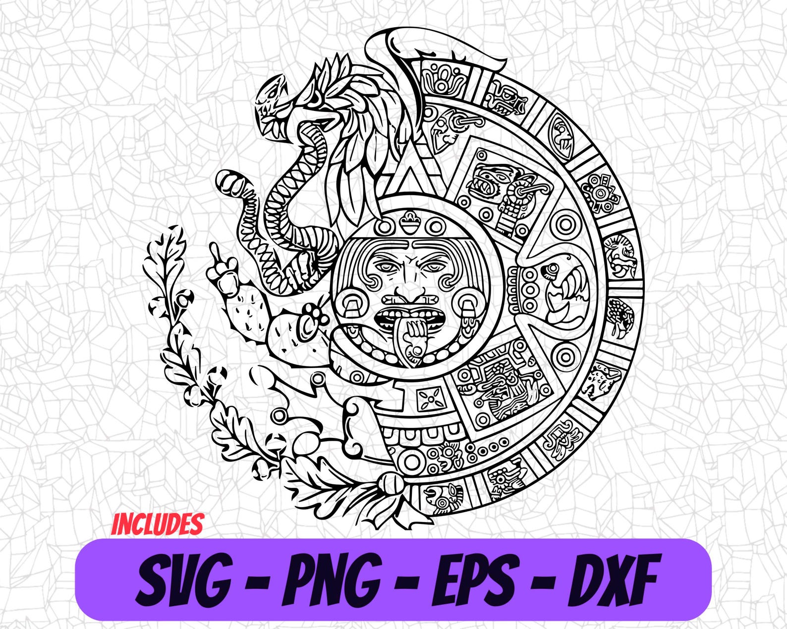 Calendario azteca SVG / Calendario maya intrincado PNG, Eps, DXF ...