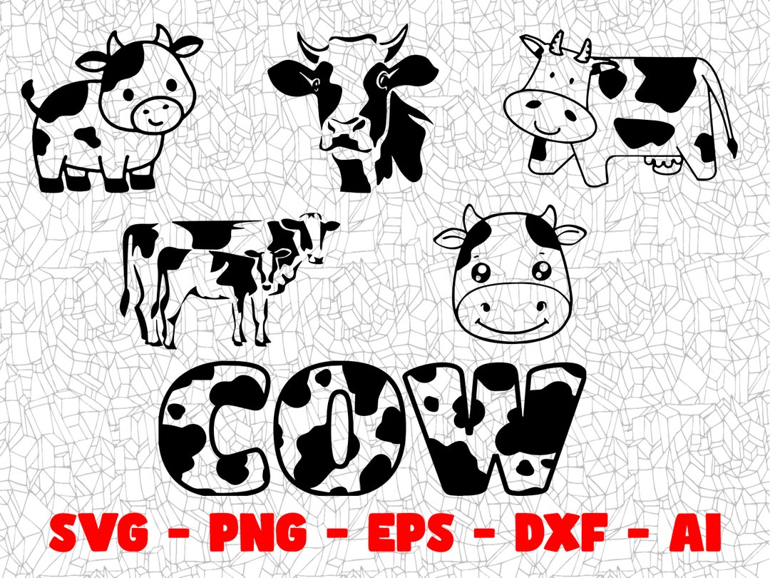 Cow SVG PNG Bundle - Farm Animal Clipart for Cricut & Silhouette ...