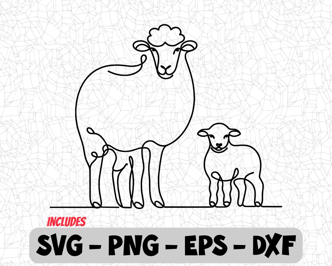 Line Art PNG Sheep and Lamb| Minimalist Farm Animal Clipart | SVG, EPS ...