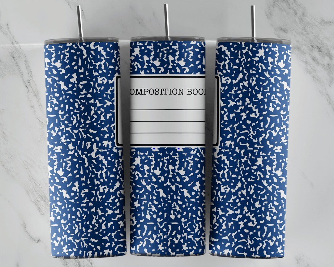 Dark Blue Composition Book Cover PNG for 20oz Tumbler Sublimation - Etsy