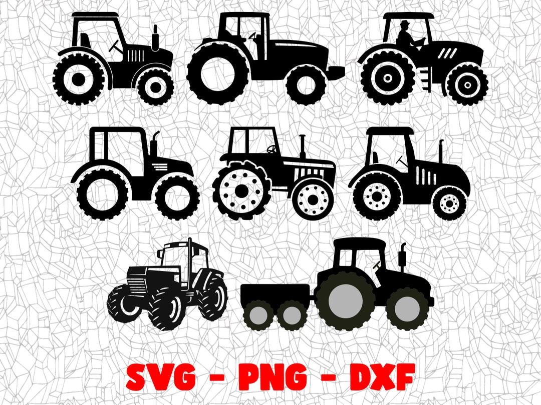 Tractor SVG, Cutting File, Png Eps Dxf Digital Clipart, Great for Viny ...