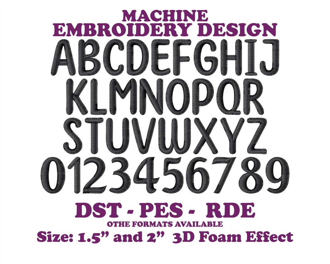Cute Embroidery Alphabet Bundle A-Z, 3d Foam Embroider Designs, Brother ...