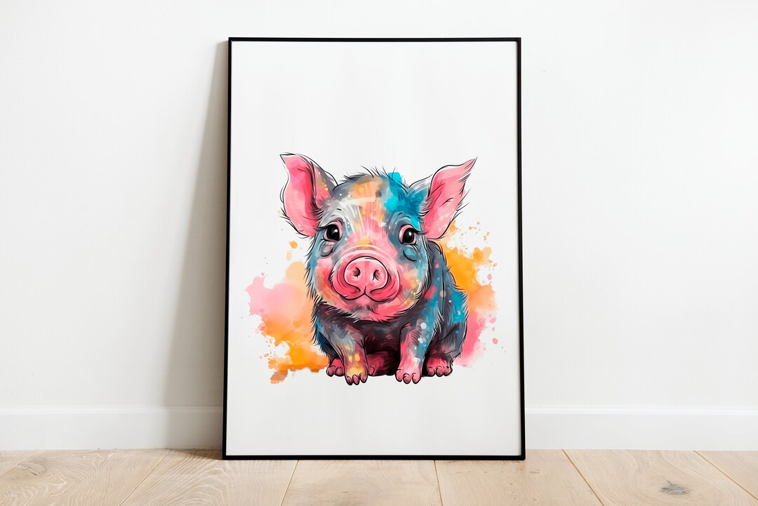Colorful Pig Png Design, Cute Pig Design, Digital Artwork, Printable ...