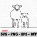 Farm Sheep and Lamb Line Art SVG | Minimalist Farm Animal Clipart | PNG ...