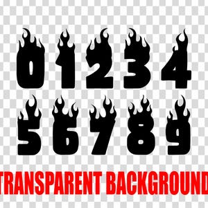 Flaming Numbers SVG Bundle | Fire Number Cut File | PNG EPS Dxf for ...